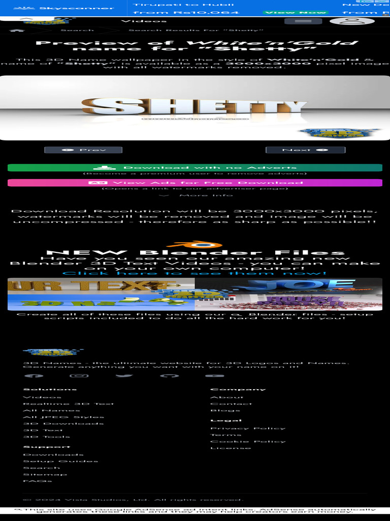 Preview of White'n'Gold 3D Name For 3F Shetty | PDF