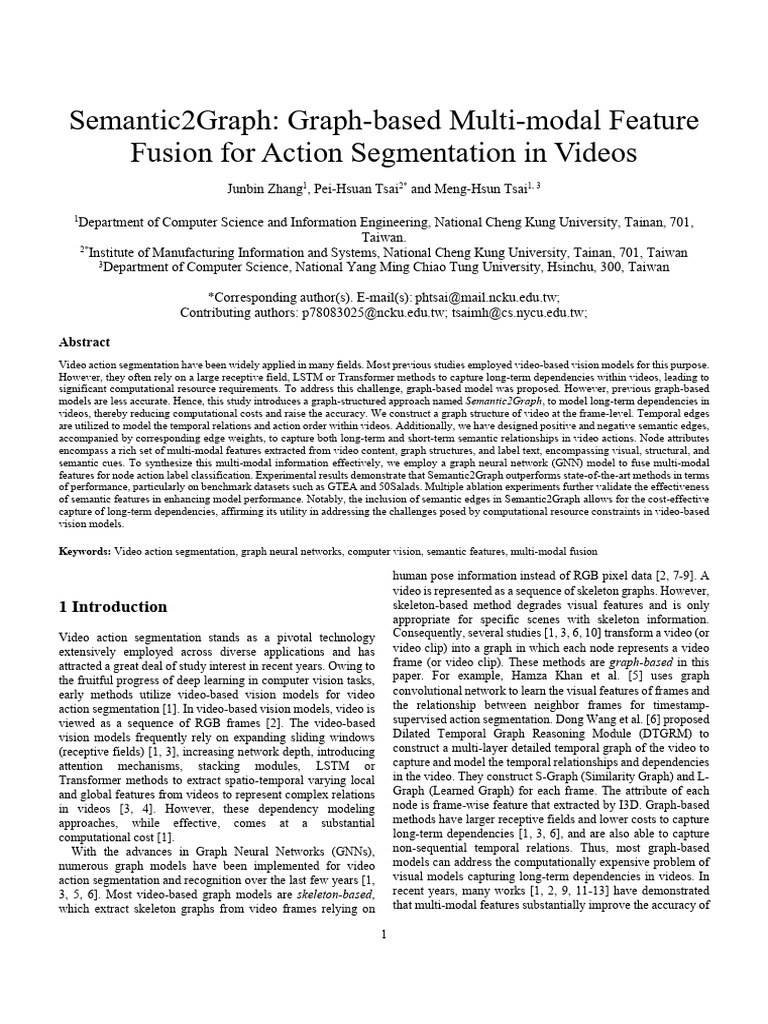 Semantic2Graph: Graph-Based Multi-Modal Feature Fusion For Action Segmentation in Videos | PDF