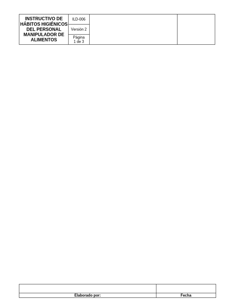 Ild-006. Habitos Higienicos Del Manipulador de Alimentos | PDF
