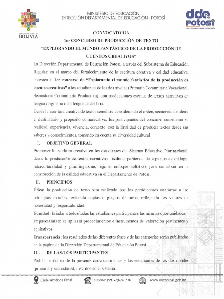 CONVOCATORIA DEL CONCURSO DE PRODUCCION DE TEXTOS EXPLORANDO EL MUNDO ... CONVOCATORIA DEL CONCURSO DE PRODUCCION DE TEXTOS EXPLORANDO EL MUNDO ...