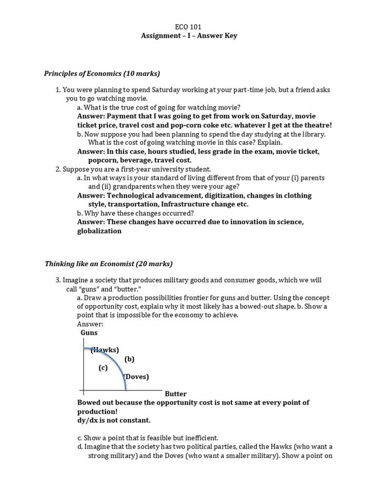 ECO 101 - Assignment I - AnswerKey | PDF