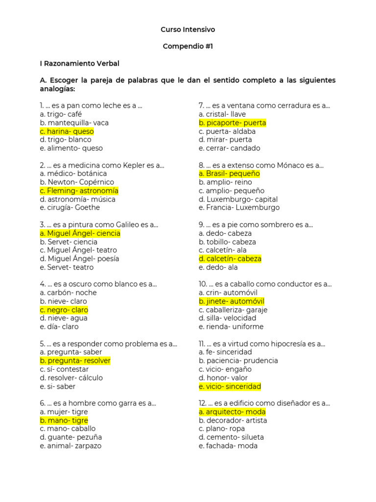 Compendio #1 (1-5) - Respuestas | PDF