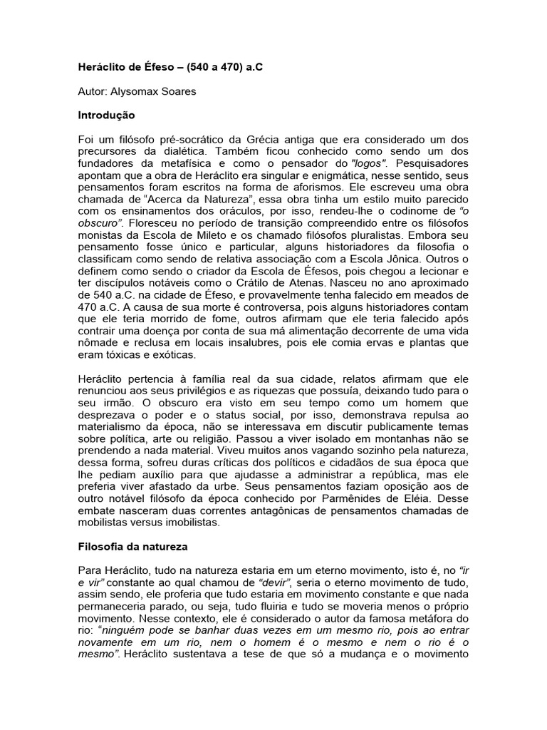 Heraclito De Efesos 540 A 470 A C Pdf