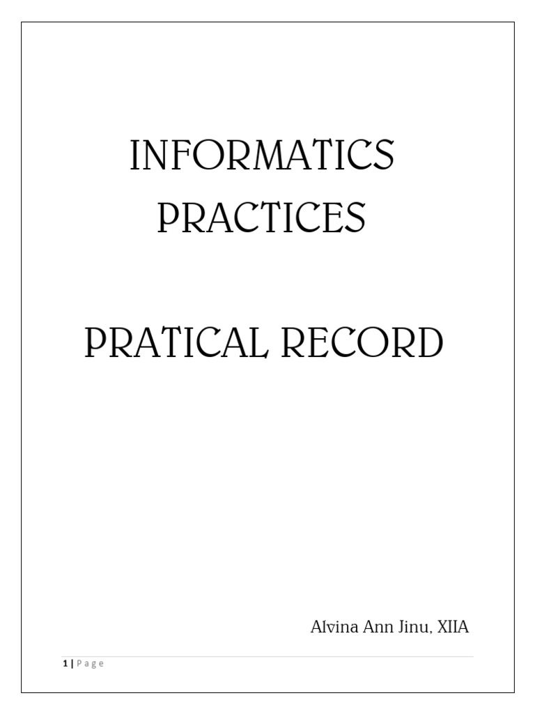 INFORMATICS Lab Record 2 | PDF