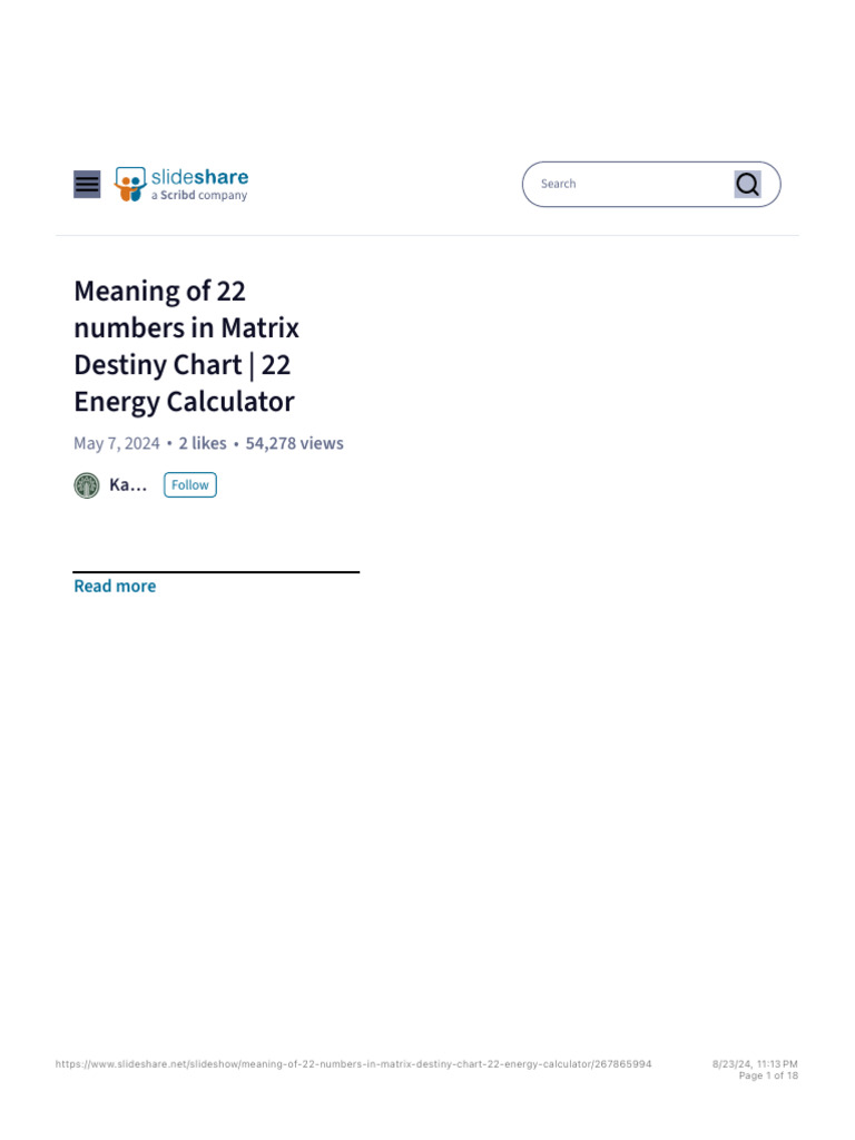 Meaning of 22 Numbers in Matrix Destiny Chart - 22 Energy Calculator ...