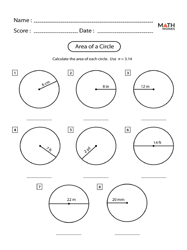 Finding-the-Area-of-a-Circle-Worksheet | PDF