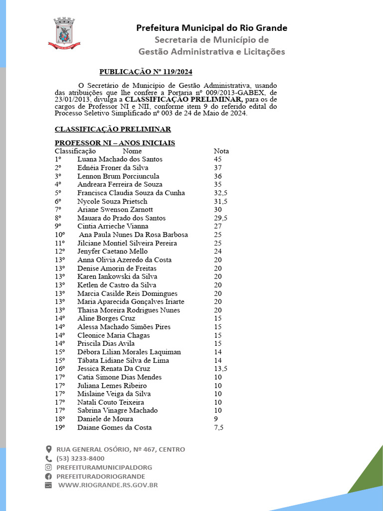 119 Classificacao Preliminar Pss 003.2024 | PDF