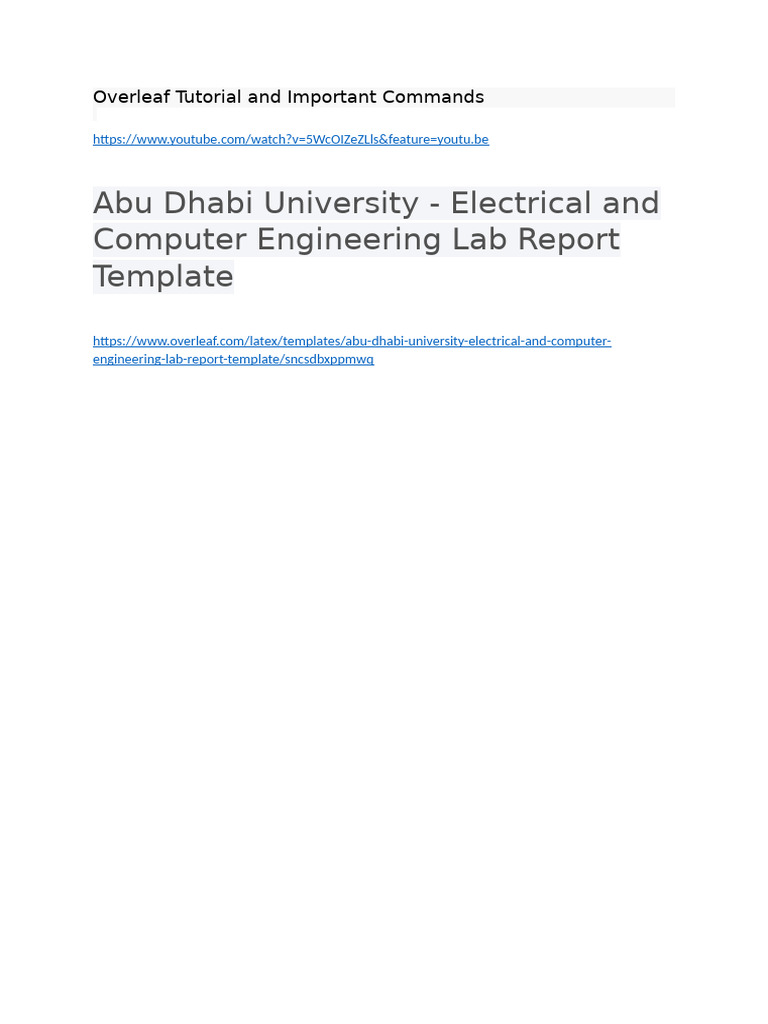 Overleaf Tutorial and Important Commands | PDF
