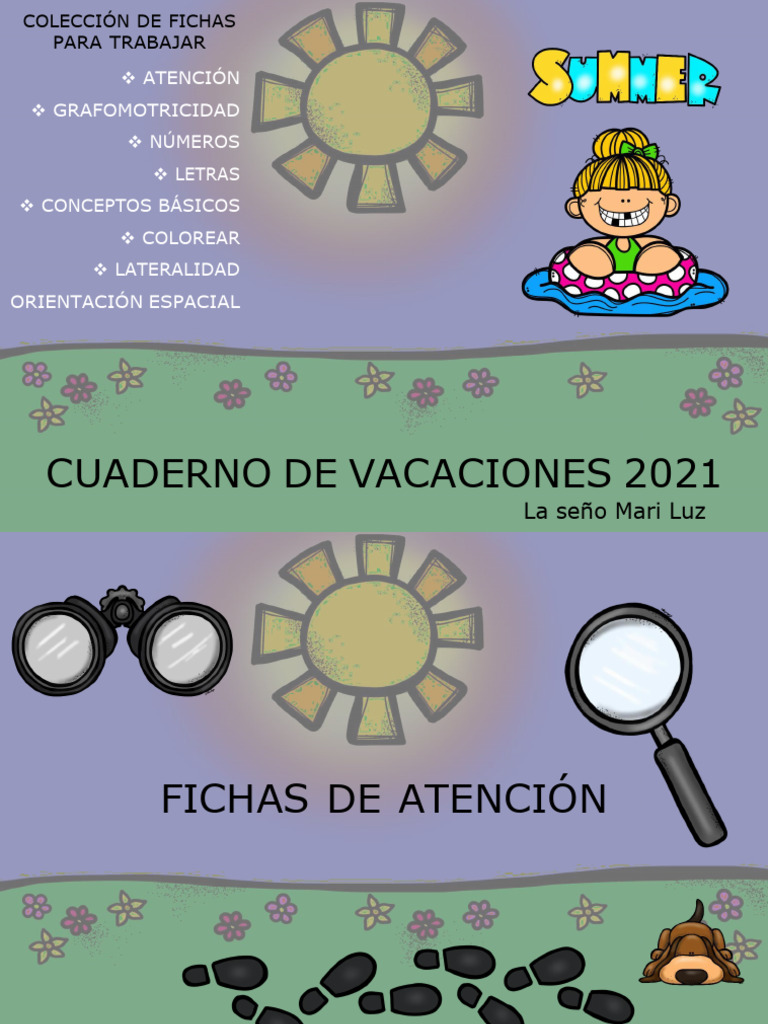 Cuaderno de Verano y Repaso para Infantil 50 Fichas Atencion Listas para Imprimir | PDF