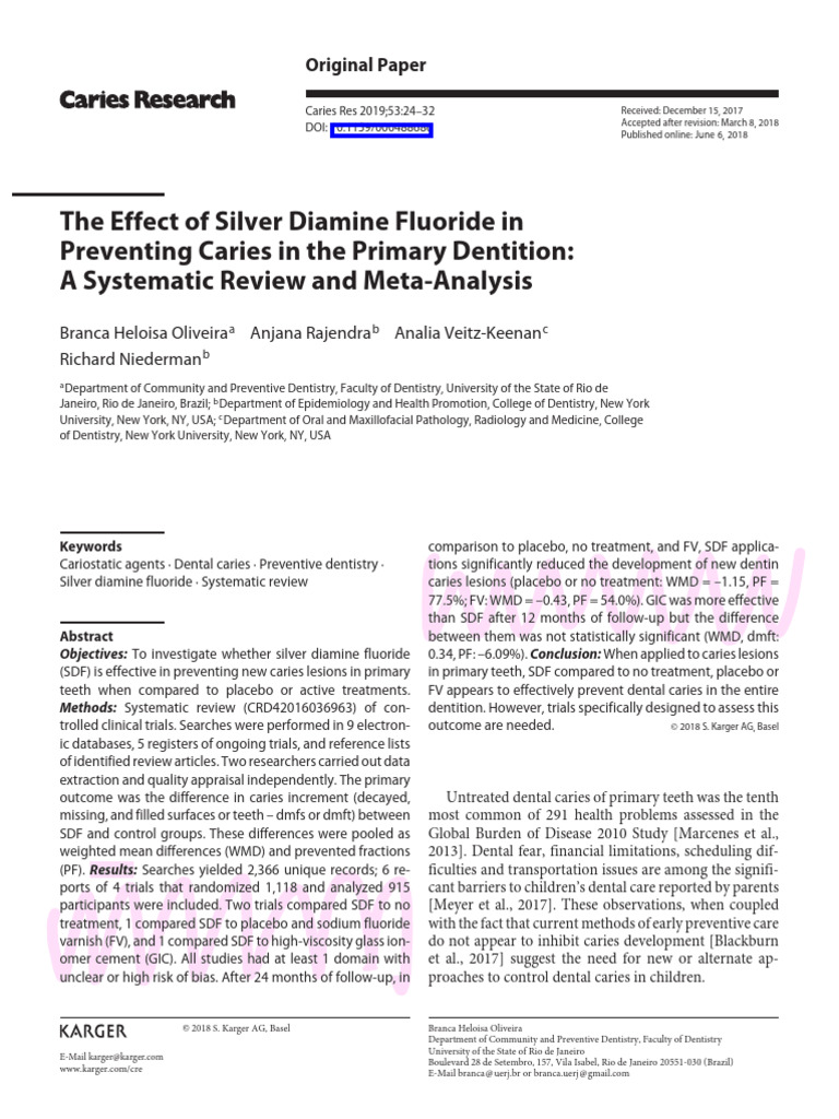 SR SDF and Dental Caries Sdpii 2022 | PDF