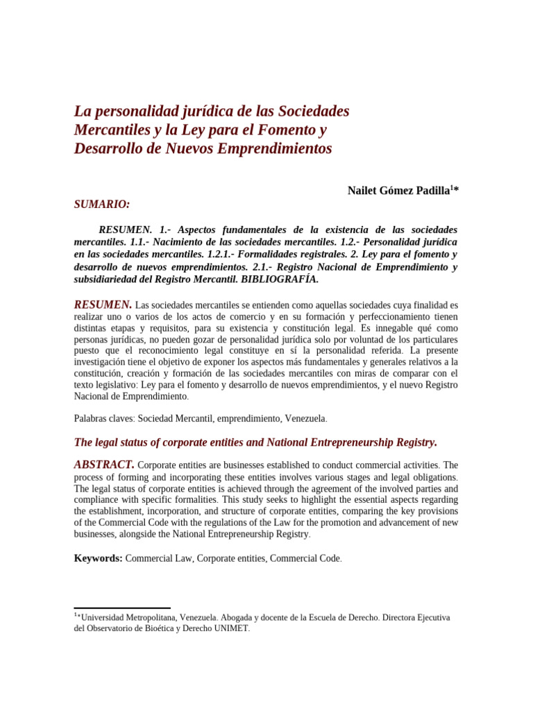 La Personalidad Jurídica de Las Sociedades Mercantiles - SOVEDEM | PDF