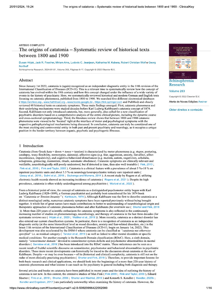 The Origins of Catatonia - Systematic Review of Historical Texts ...