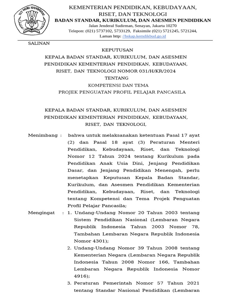 Kompetensi Tema p5 | PDF