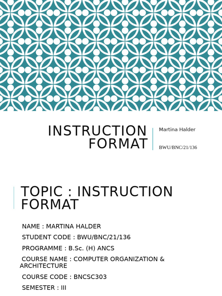 Instruction Format | PDF