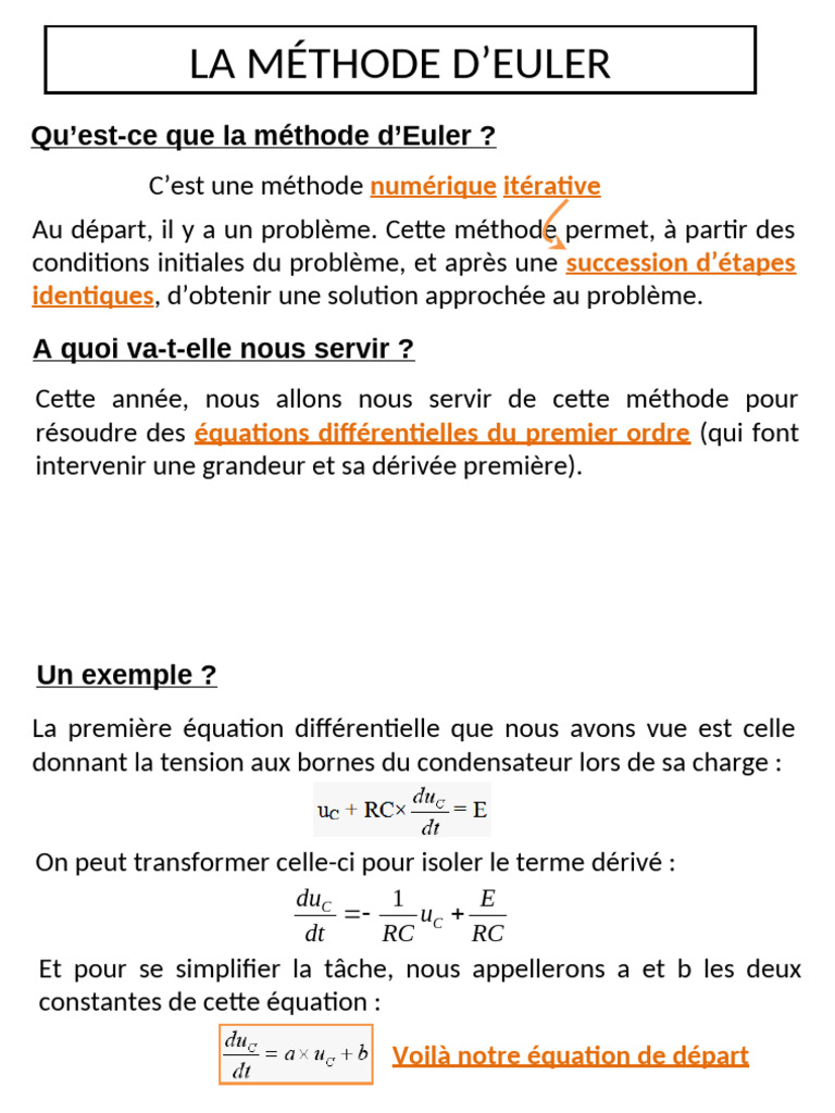 Physique D Chap10 Methode Euler | PDF