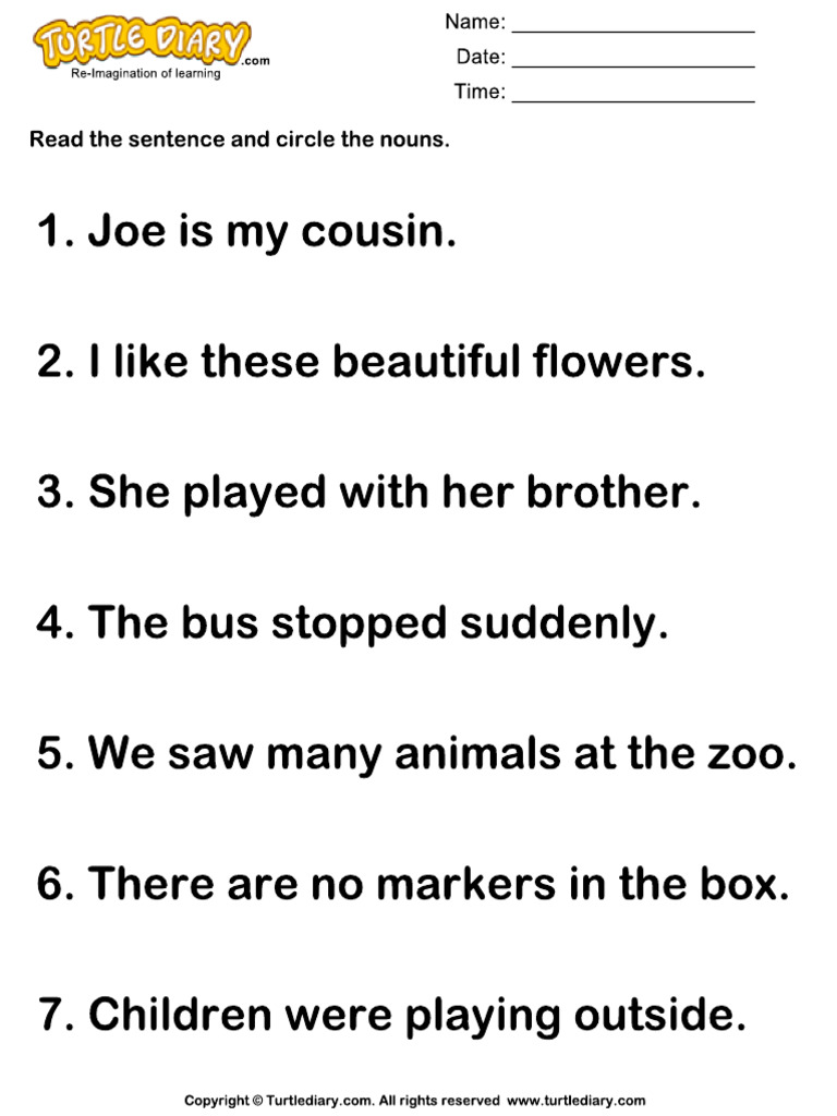 Identify and Circle Nouns in A Sentence | PDF