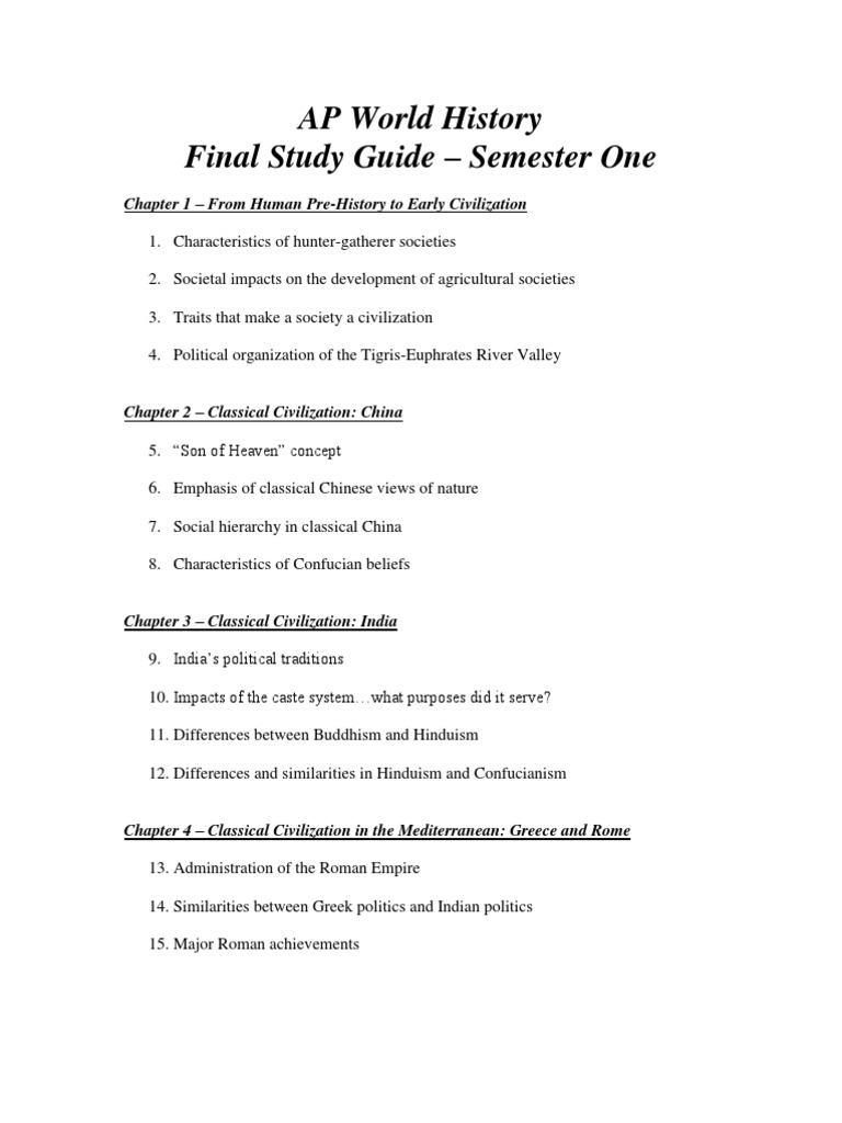 AP World History Final Study Guide - Semester One: Chapter 1 - From ...