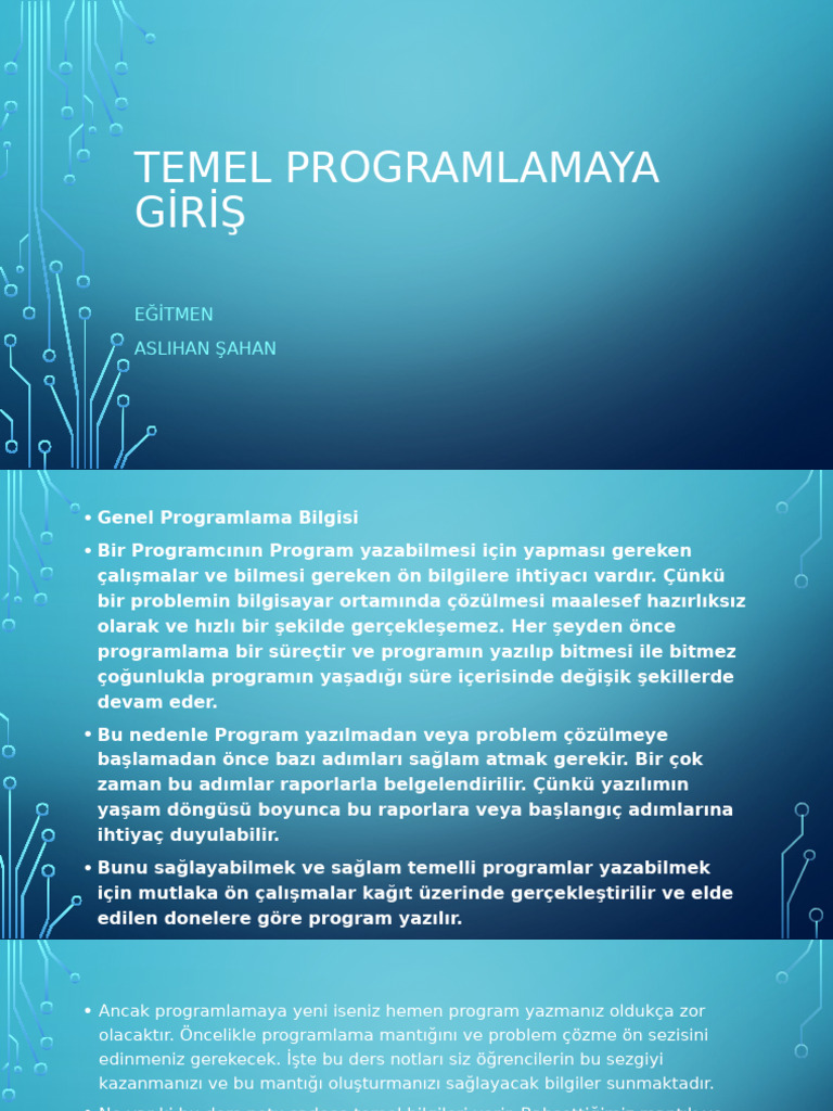 TEMEL PROGRAMLAMAYA Girisì Slayt | PDF