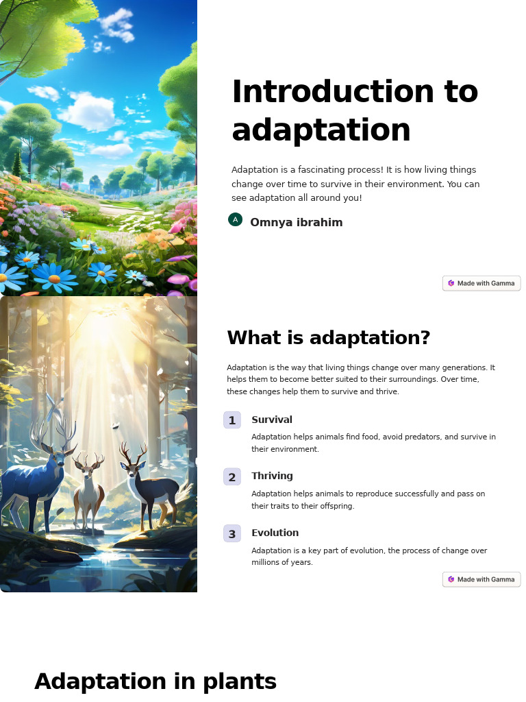 Introduction To Adaptation | PDF | Adaptation | Predation