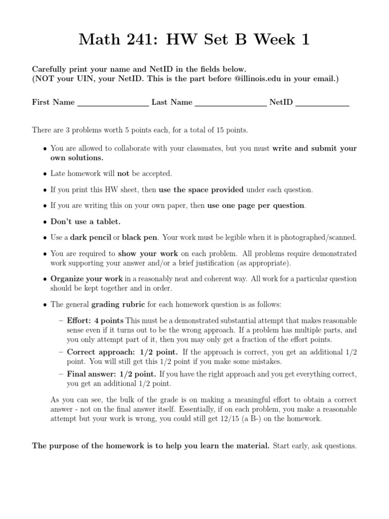 Aidan: Math 241: HW Set B Week 1 | PDF