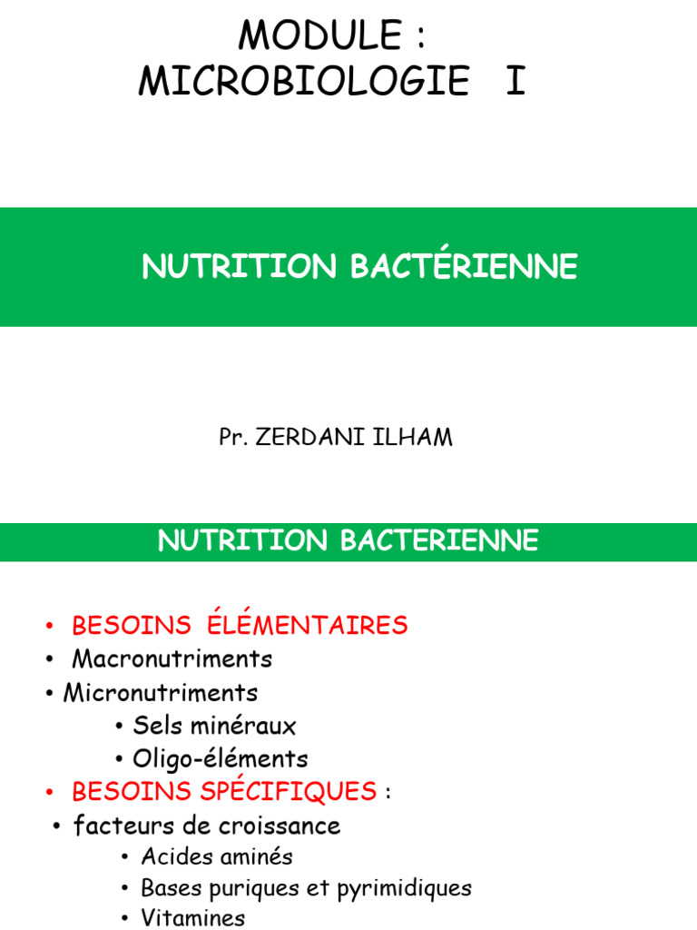 Cours Microbiologie Séance 3 | PDF