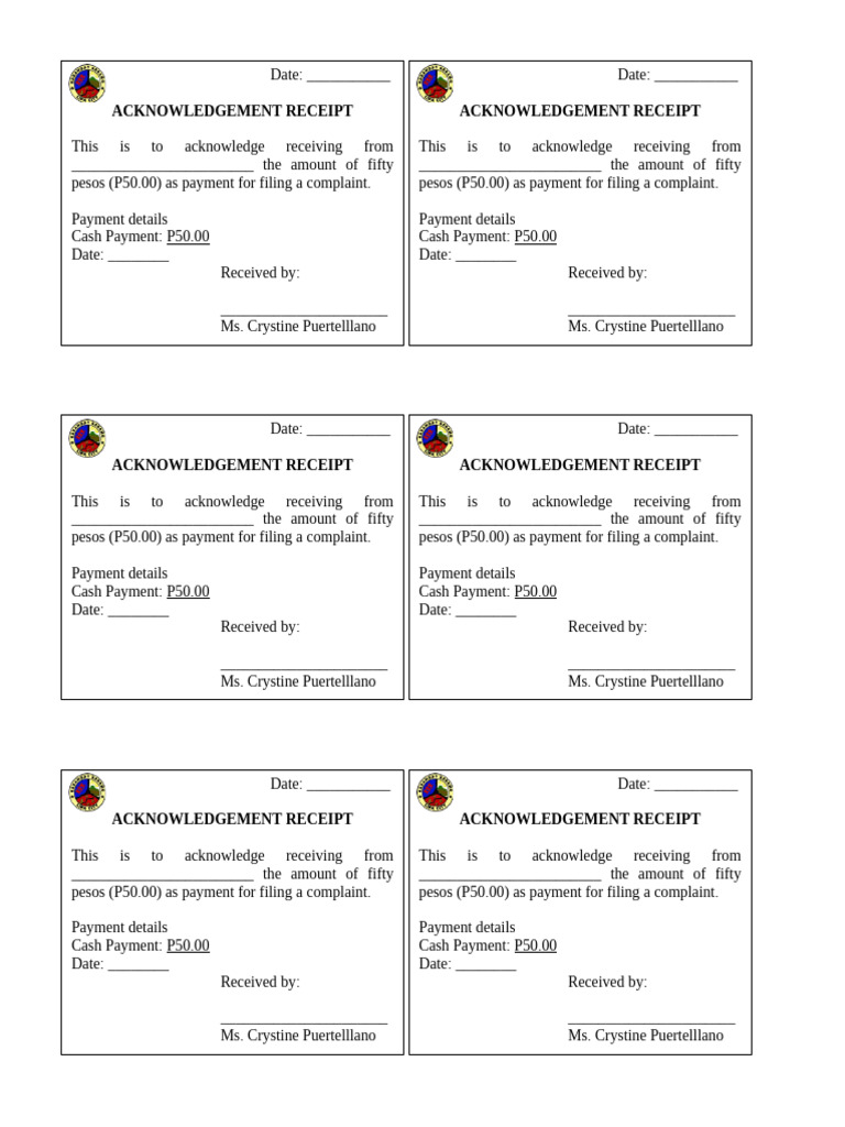 Acknowledgement Receipt Filing Fee | PDF