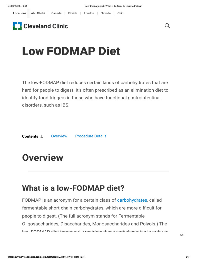 Low Fodmap Diet - What It Is, Uses & How To Follow | PDF