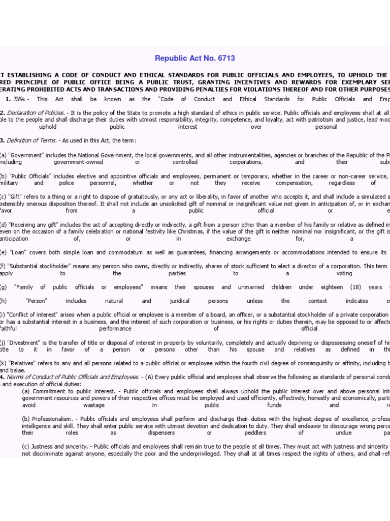 Code of Conduct and Ethical Standards for Public Officials and ...