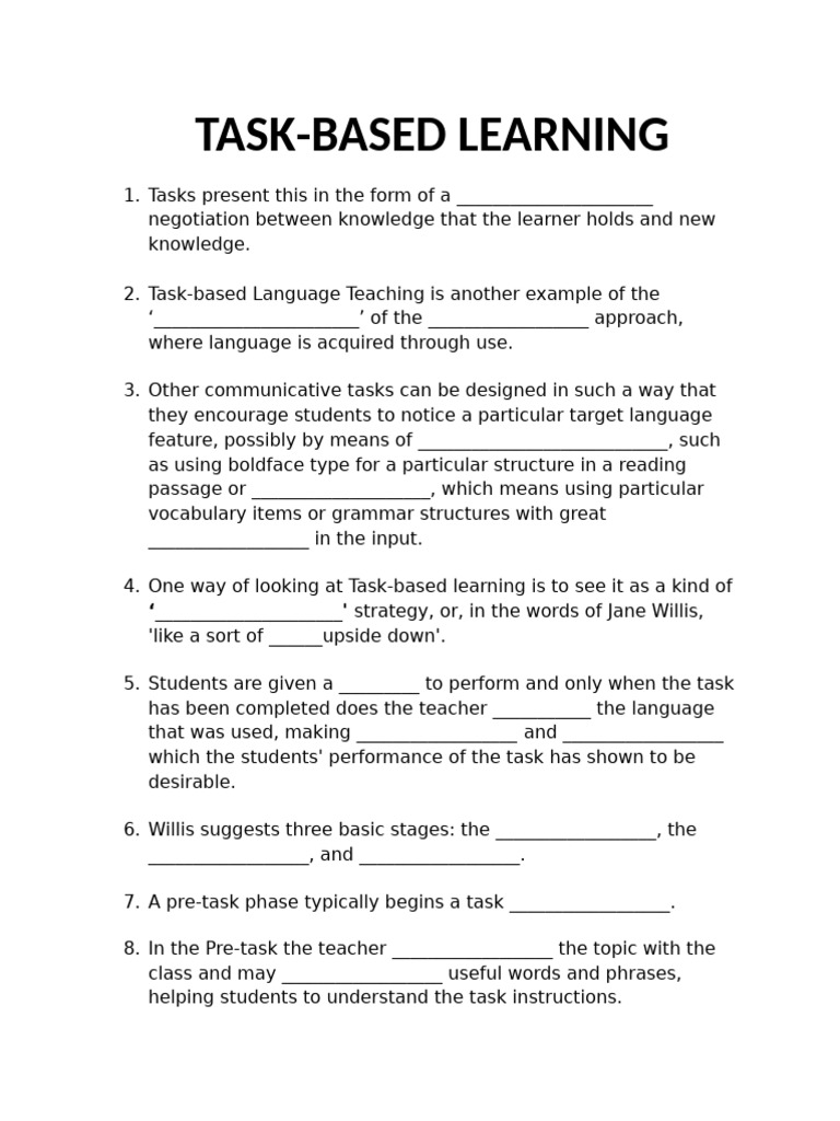 Task-Based Learning: - ' Strategy, Or, in The Words of Jane Willis | PDF