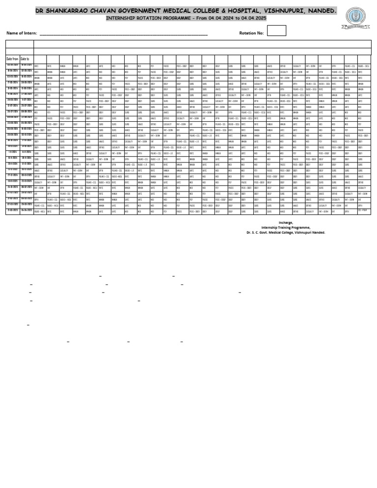 Internship Schedule 2024-25 Final | PDF