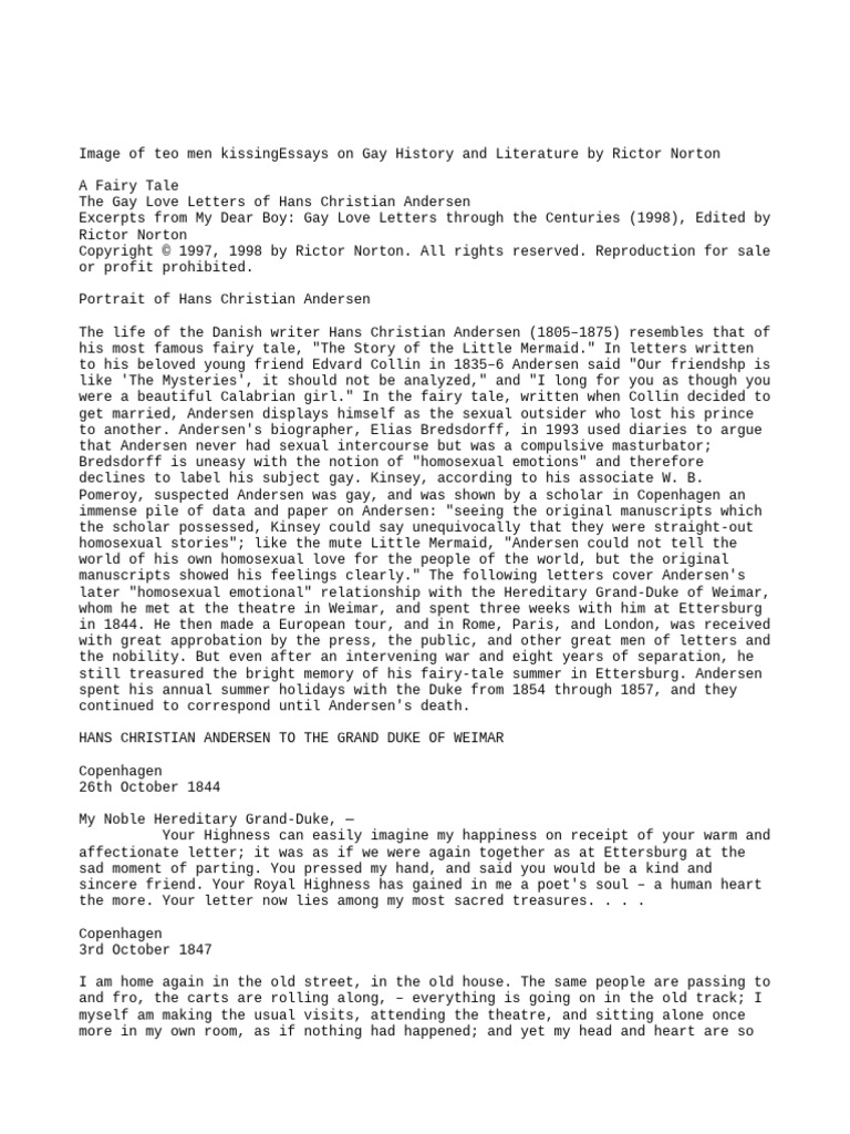 Gay Love Letters Through The Centuries - Hans Christian Andersen | PDF