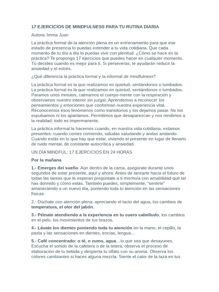 17 Ejercicios De Mindfulness Para Tu Rutina Diaria 2 Pdf