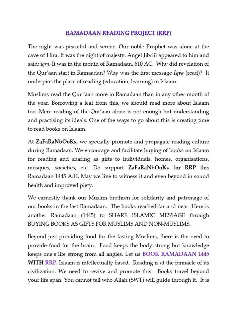 Ramadan Project | PDF