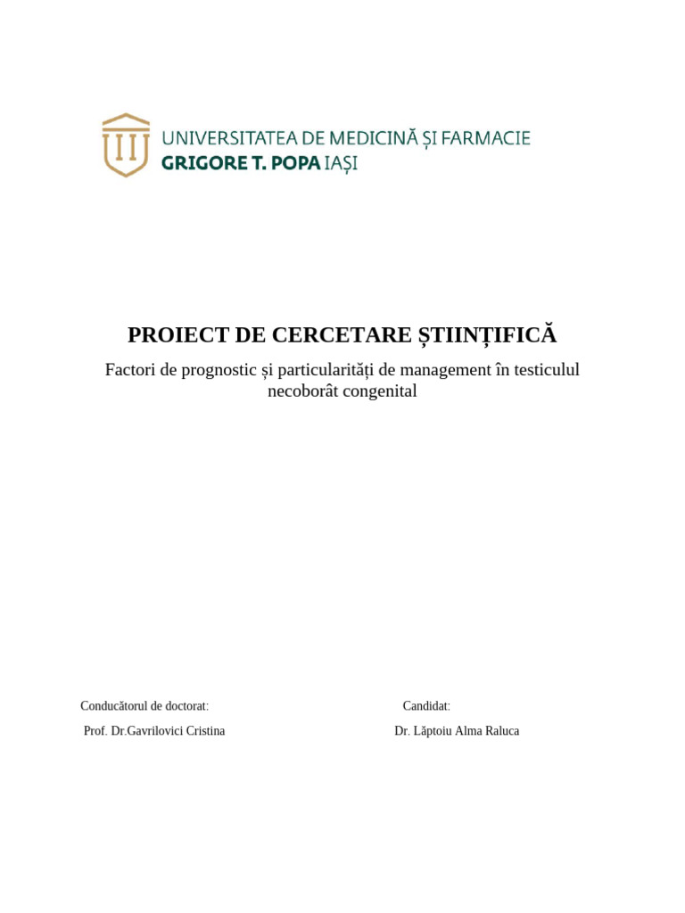 Proiect de Cercetare Științifică | PDF