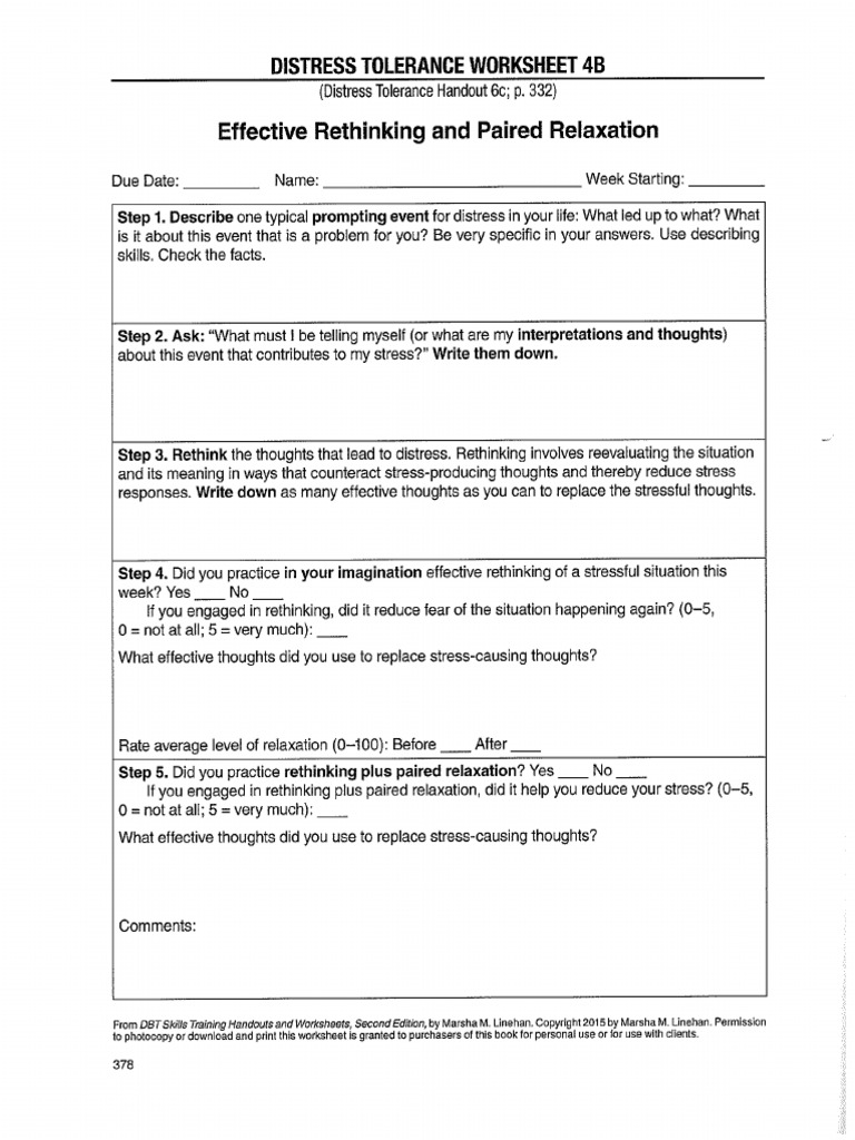 Distress Tolerance Worksheets | PDF