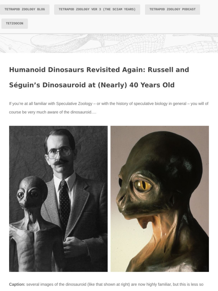 Humanoid Dinosaurs Revisited Again Russell and Séguin's Dinosauroid at ...
