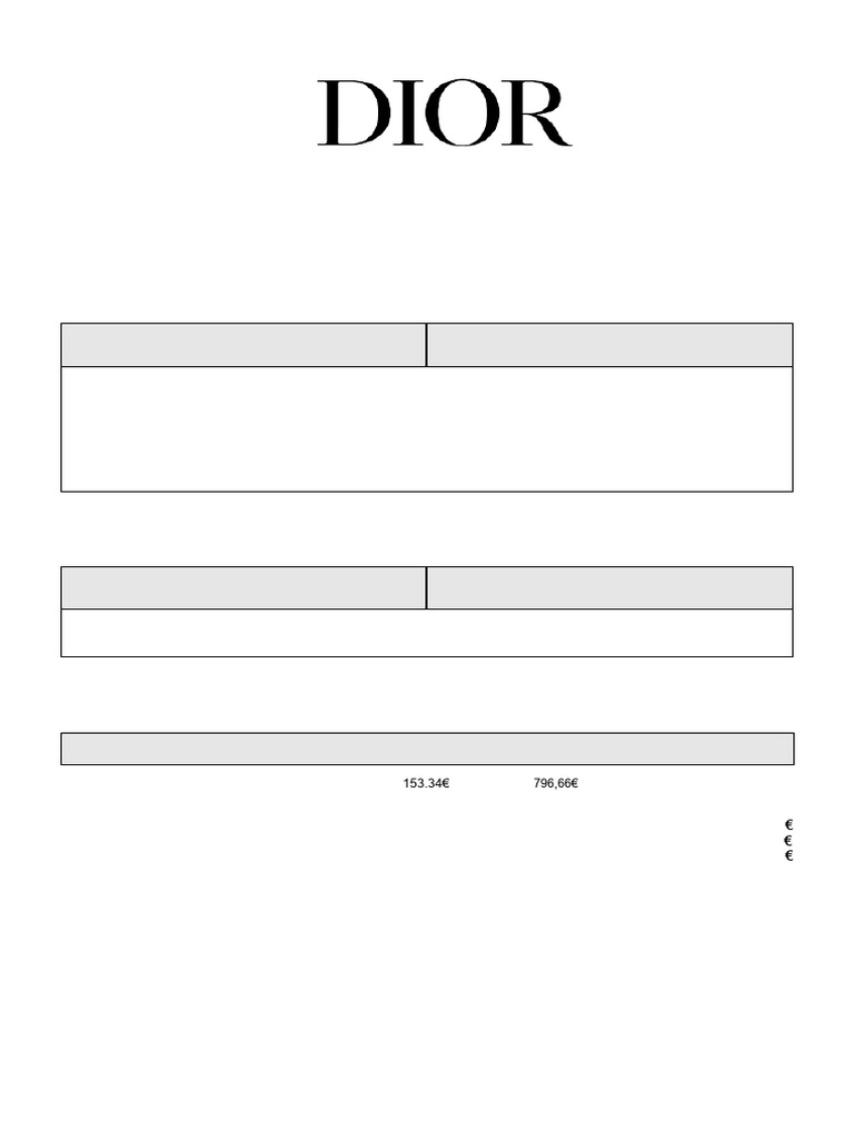 Vin Facture Dior b30 | PDF