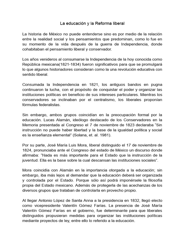 Reforma Liberal y Positivismo en México | PDF