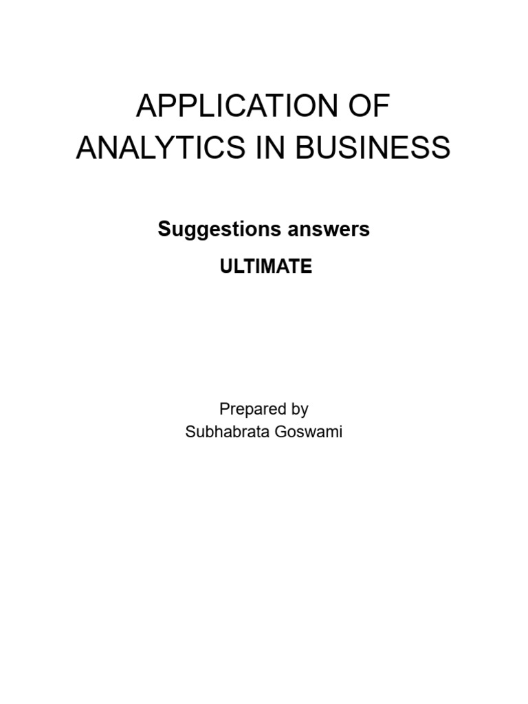 Business Analytics Answers Ultimate | PDF