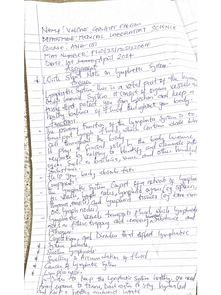 Lymphatic System (1 Apr 2024 at 09:24) | PDF