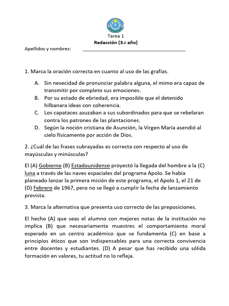 2024.tareas Redacción 3 | PDF
