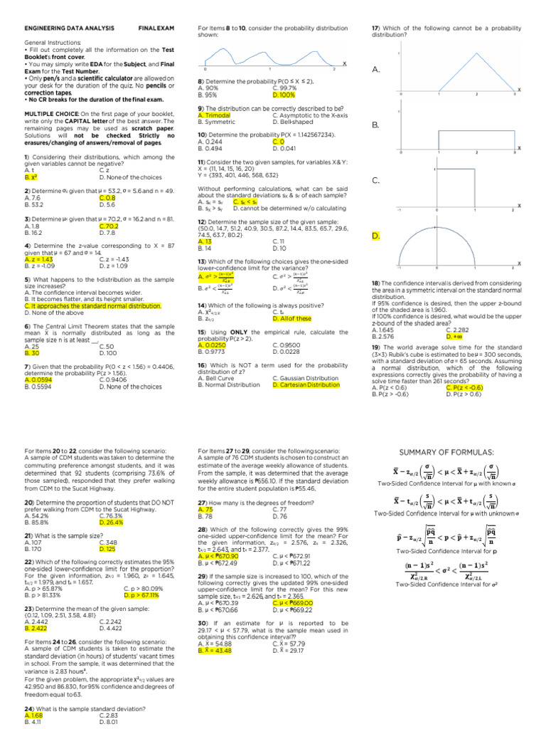 EDA Final Exam Answer Key | PDF