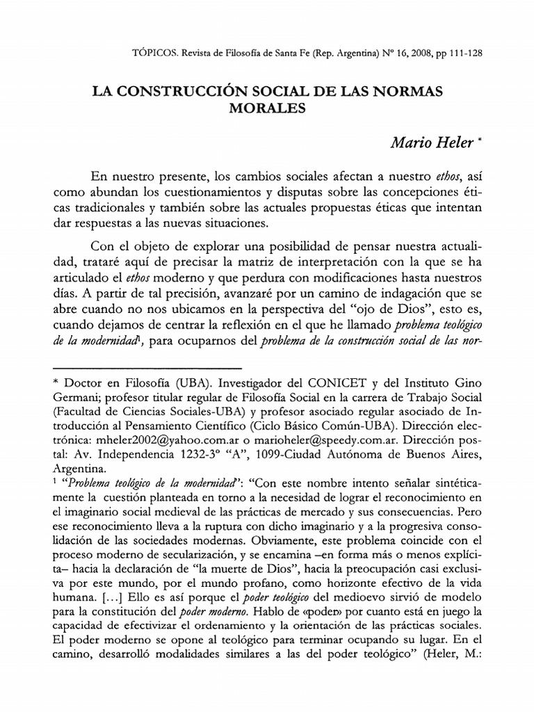 Heler - Construcción de Las Normas Morales | PDF