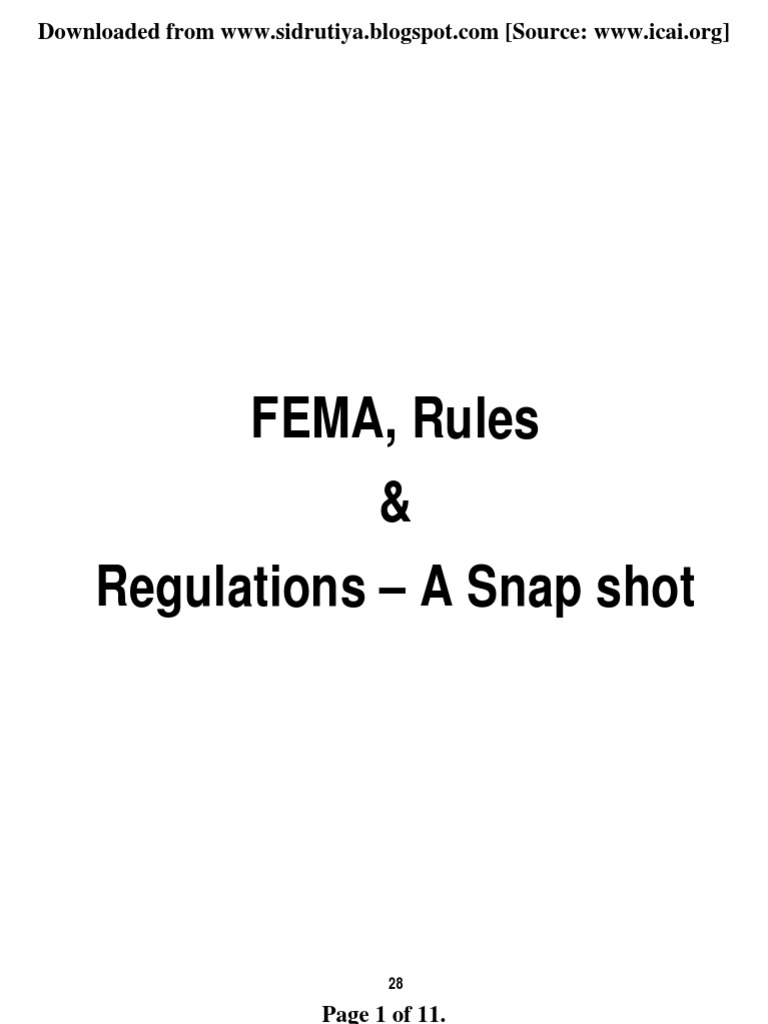 FEMA, Rules & Regulations - A Snap Shot | PDF | Foreign Exchange Market ...