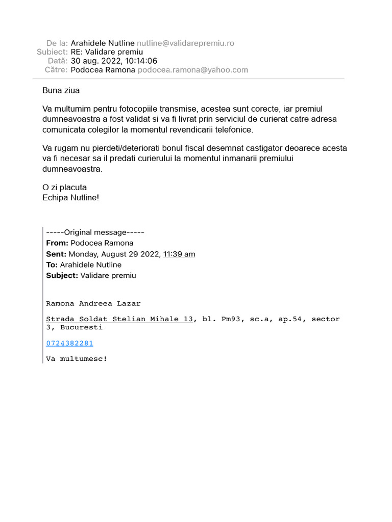 RE Validare Premiu | PDF