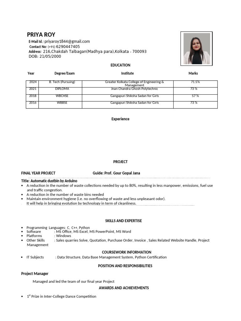 Priya CV | PDF