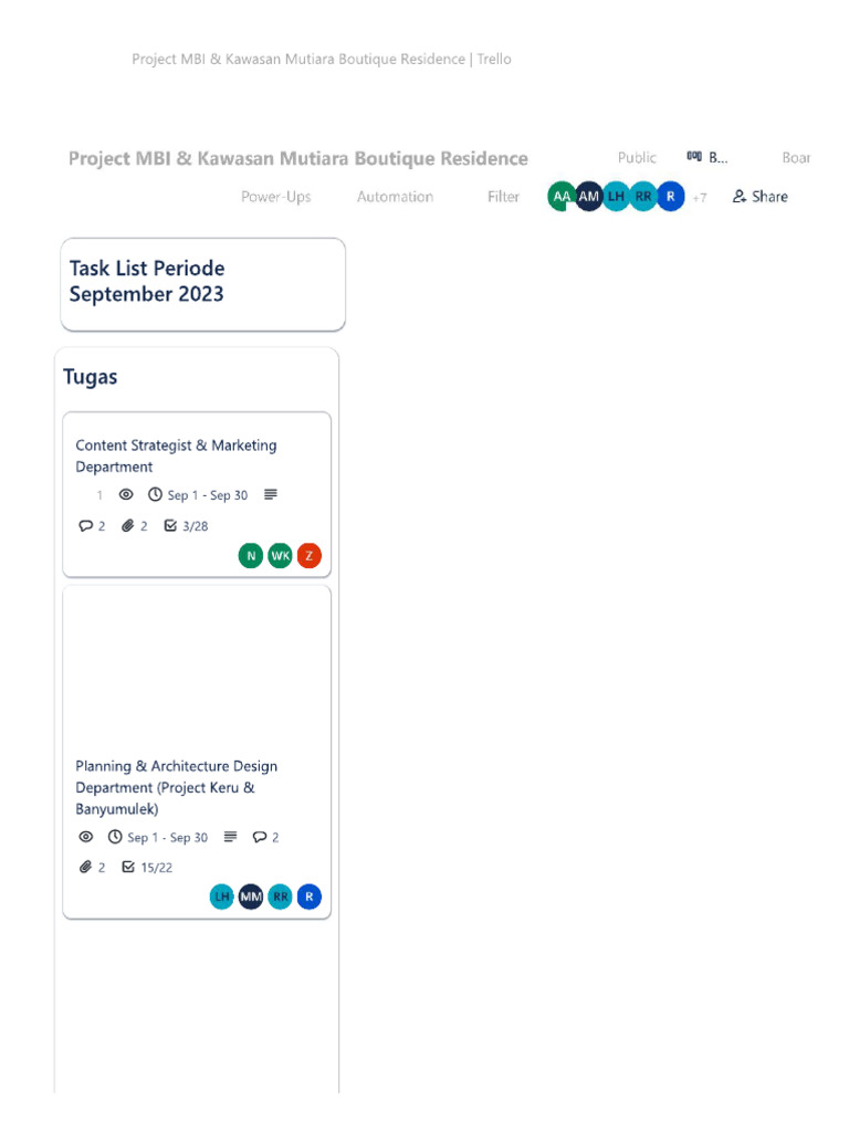 Project MBI & Kawasan Mutiara Boutique Residence - Trello | PDF