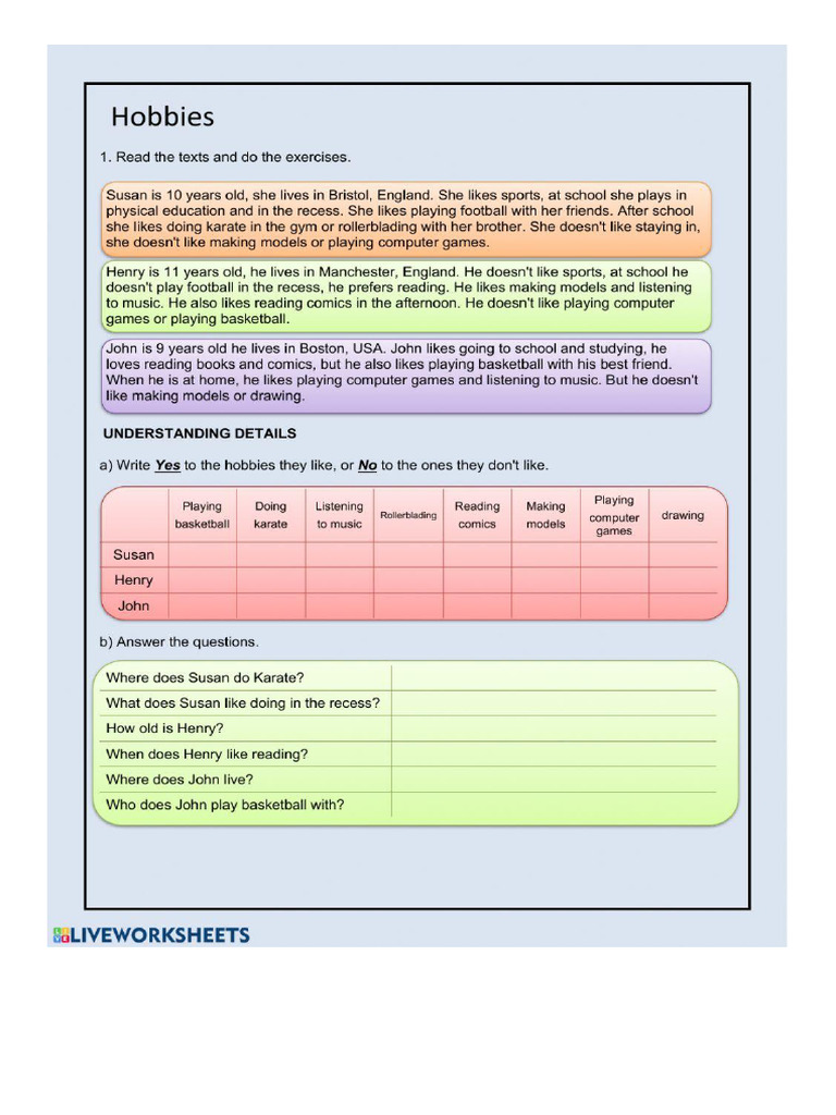 Hobbies Reading | PDF