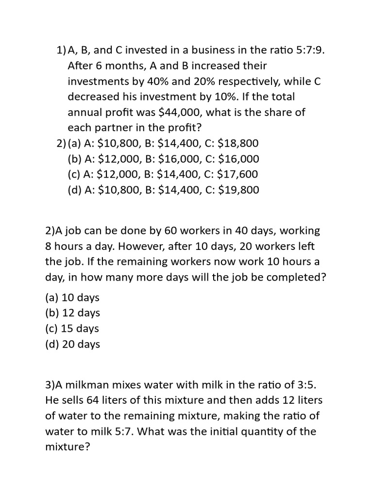 Ratio and Proportion Test | PDF