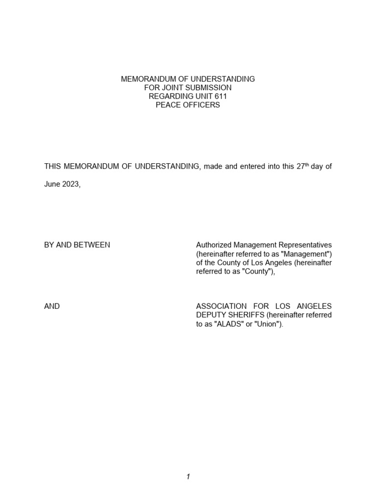ALADS Final MOU | PDF